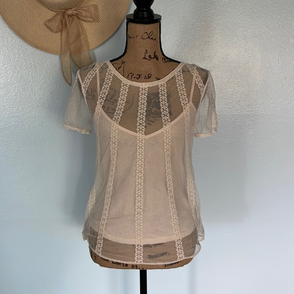 Zara | Tops | Zara Lace Shirt Overlay With Built In Camisole | Poshmark